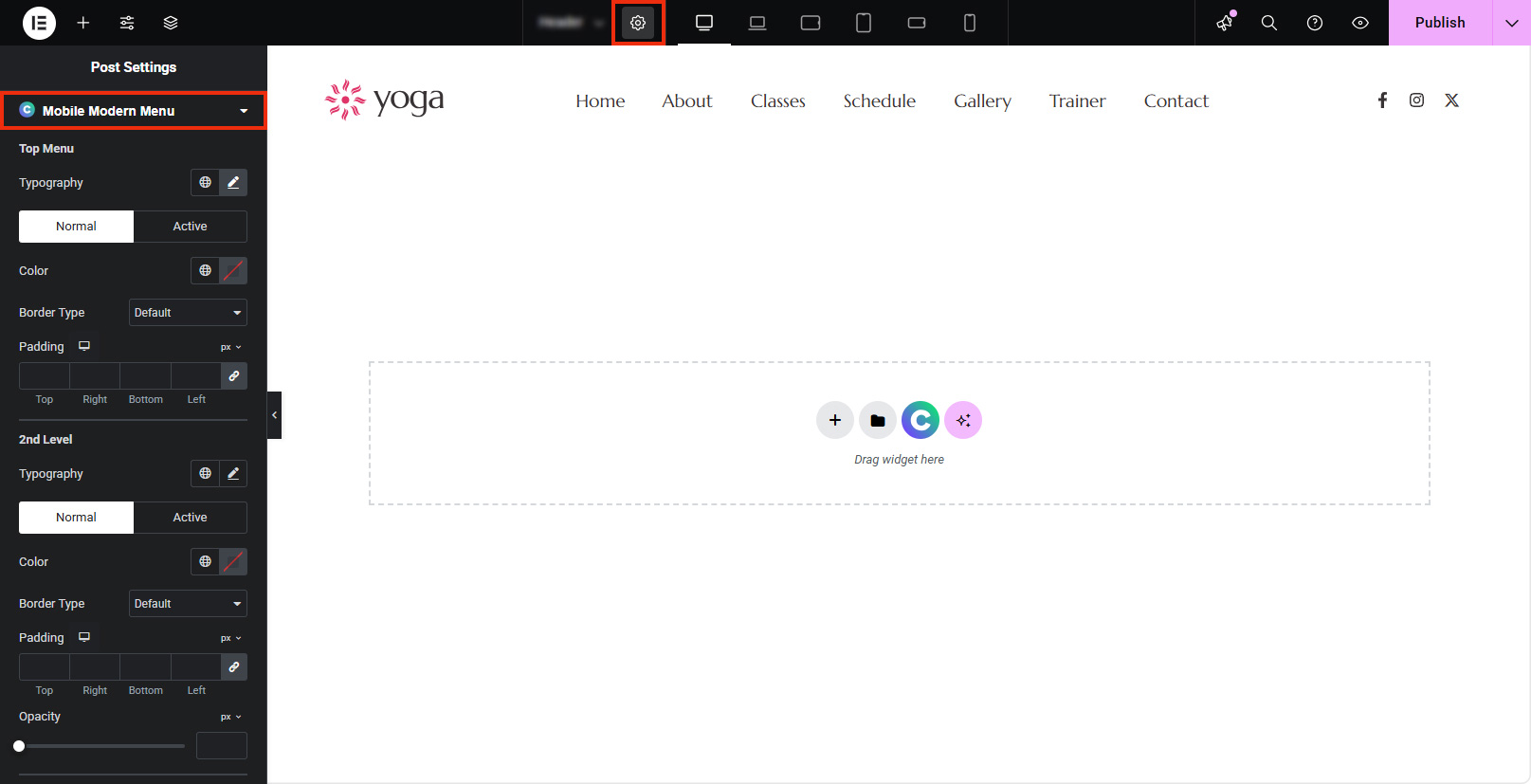 Header Menu Styles for the Device – Crafto Documentation